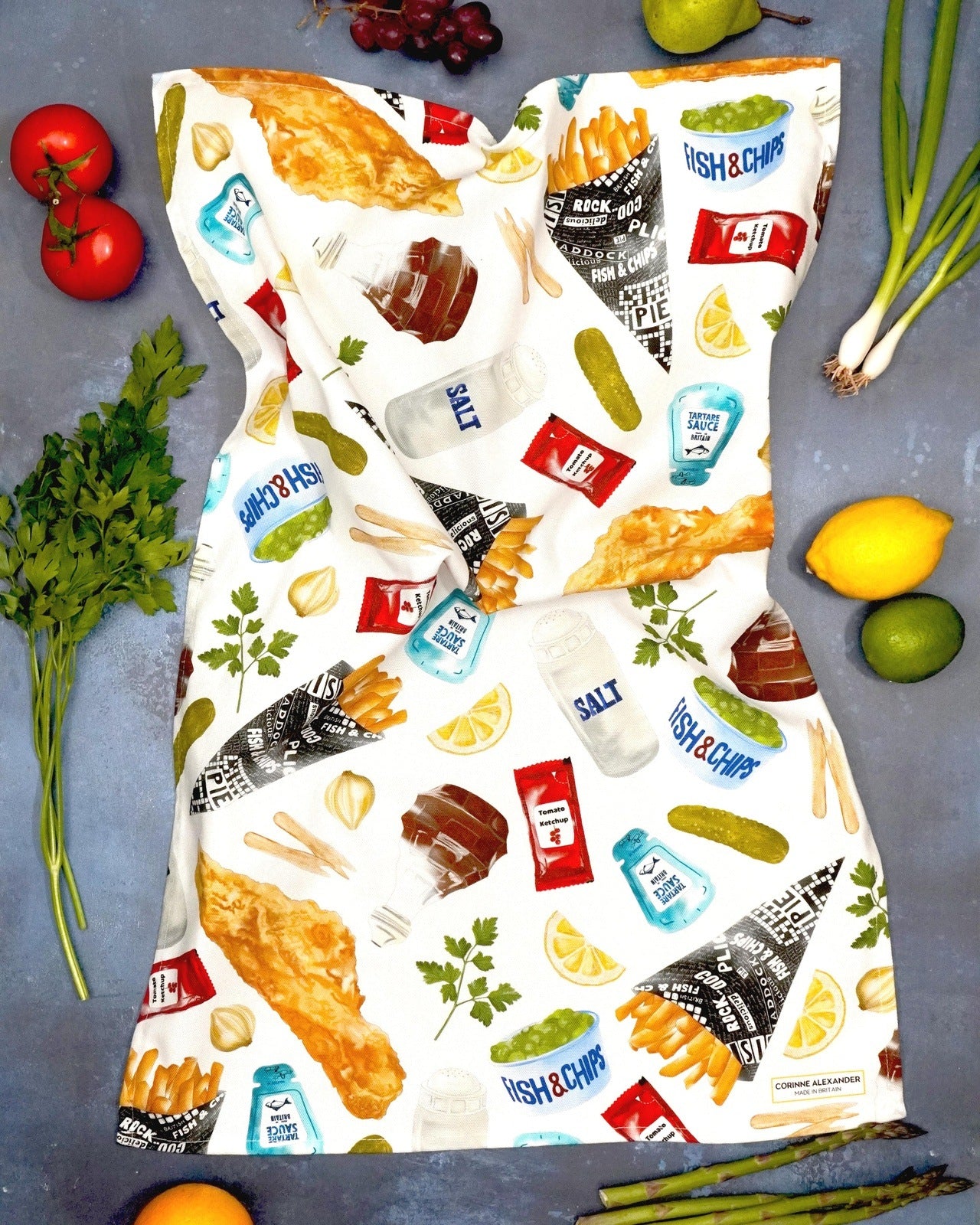 British Fish & Chips Tea Towel – Corinne Alexander